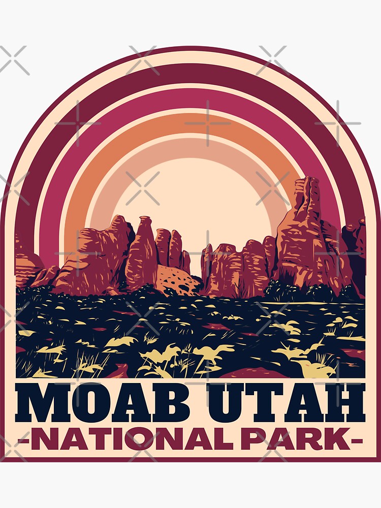 "Moab Utah National Park" Sticker for Sale by retrotravelart | Redbubble