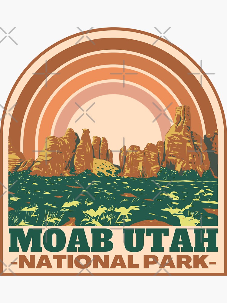 "Moab Utah National Park" Sticker for Sale by retrotravelart | Redbubble