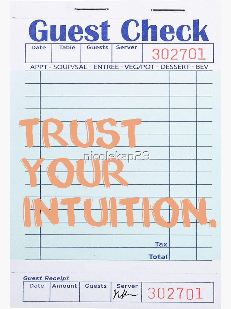 "intuition - GUEST CHECK @NIKKISBLING_" Sticker for Sale by nicolekap29 ...