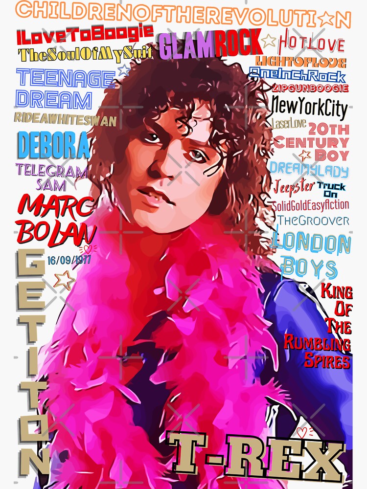 "Marc Bolan - T-Rex Pop Art" Sticker for Sale by TheIcons | Redbubble
