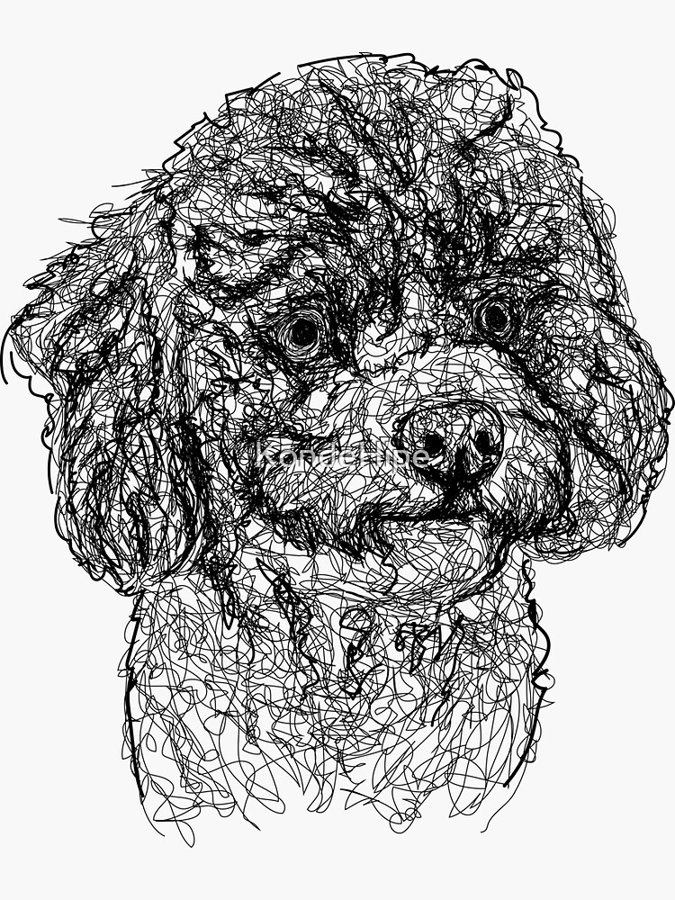 "Poodle dog drawing with scribble art" Sticker for Sale by KondeHipe ...
