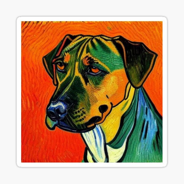 "Van Gogh Style Painting of Rhodesian Ridgeback" Sticker for Sale by ...