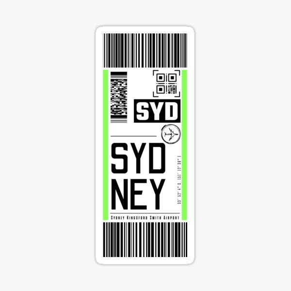 "SYDNEY SYD NSW classic luggage tag flight sticker" Sticker for Sale by ...