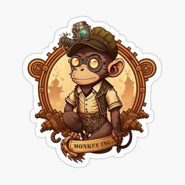 "Grease Monkey Steampunk Style Monkey" Sticker for Sale by Shaani ...
