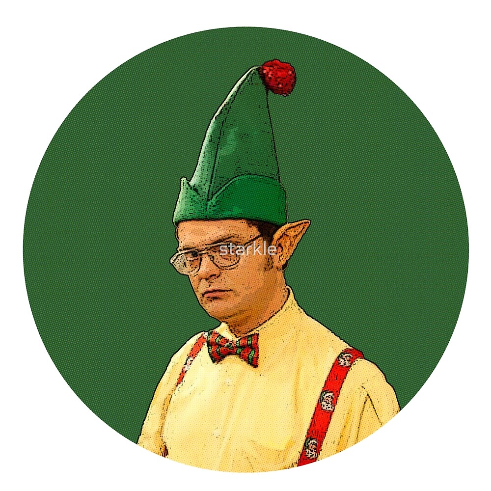 "DWIGHT SCHRUTE Christmas Elf The Office TV Show" by starkle | Redbubble