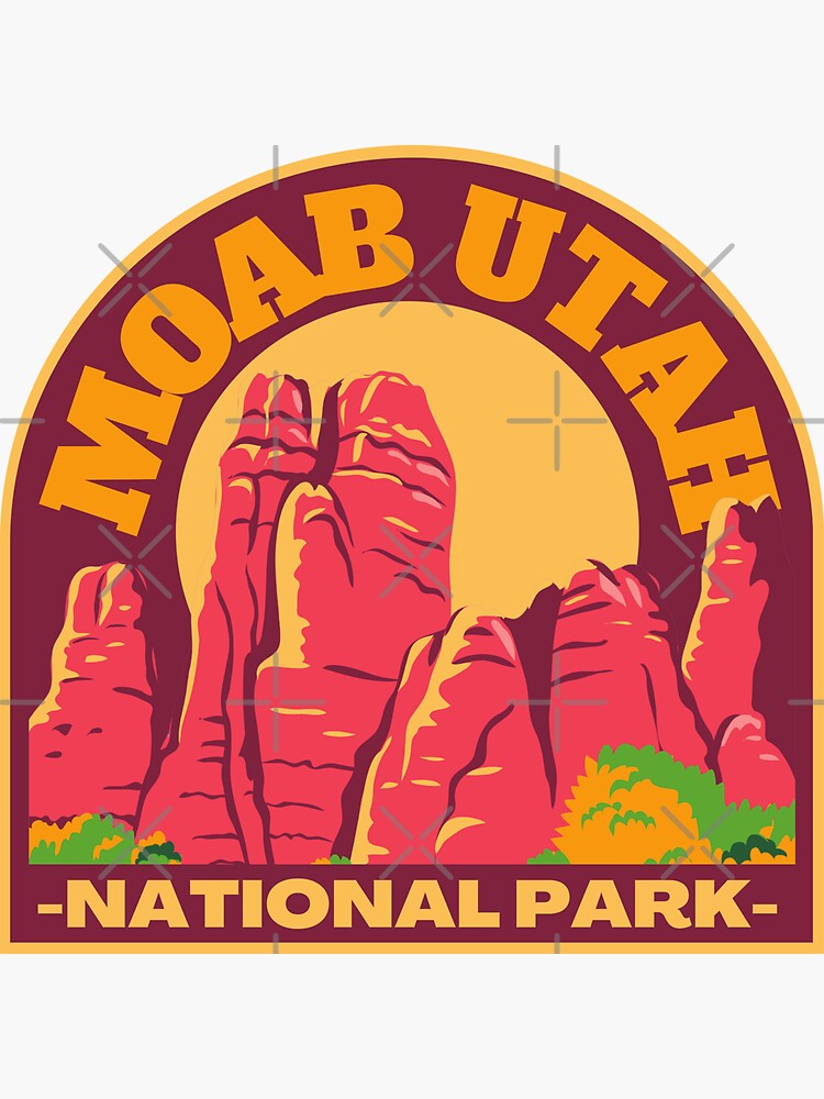 "Moab Utah National Park" Sticker for Sale by retrotravelart | Redbubble