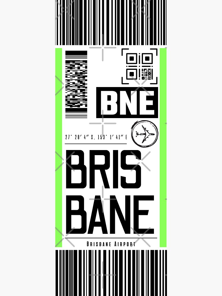 "BRISBANE BNE Queensland classic luggage tag flight stickers" Sticker ...