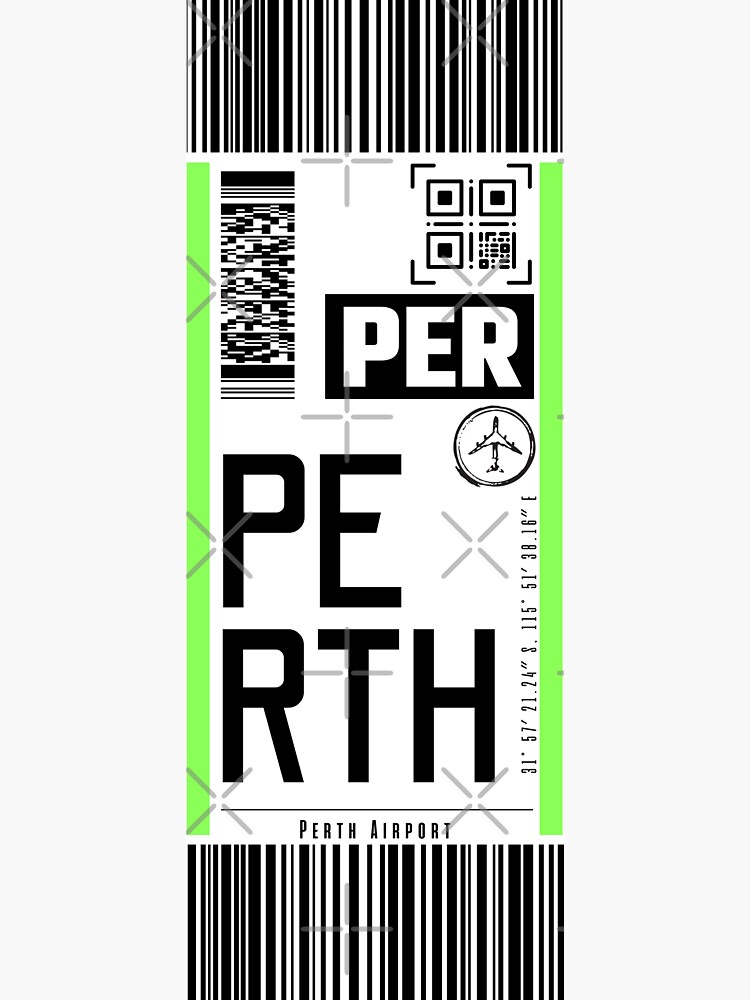 "PERTH (PER) Australia classic luggage tag flight stickers" Sticker for ...