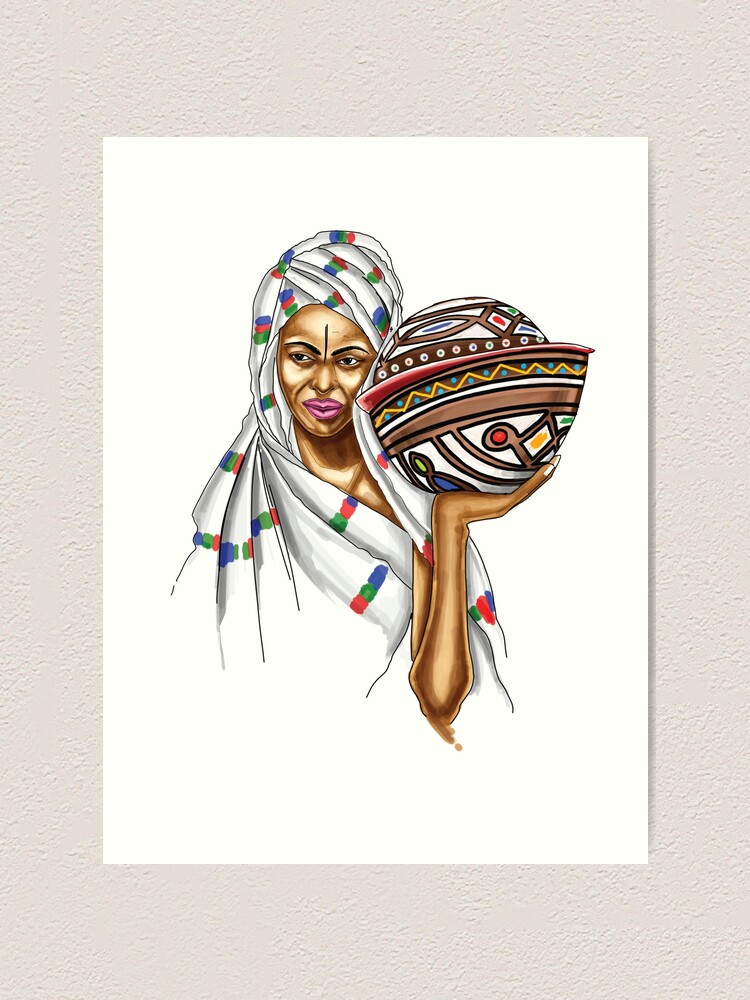 "Beautiful Fulani Woman Carrying Calabash" Art Print for Sale by ...