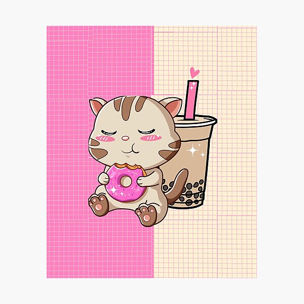 Cat Boba Tea Bubble Tea Anime Kawaii Photographic Print For Sale By