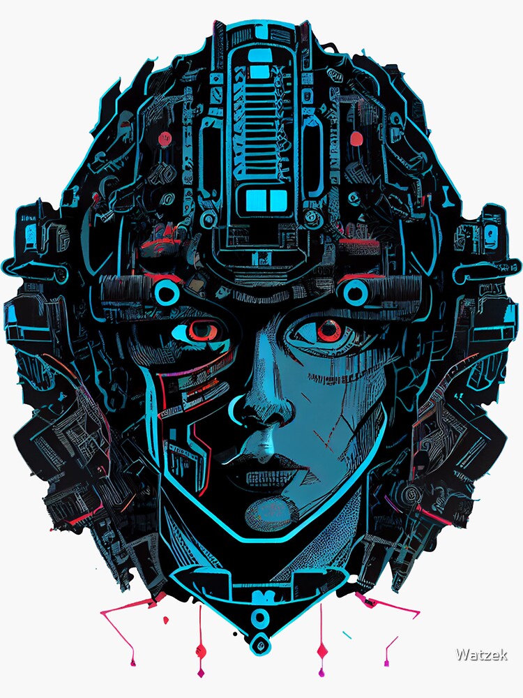 "Cyber head" Sticker for Sale by Watzek | Redbubble
