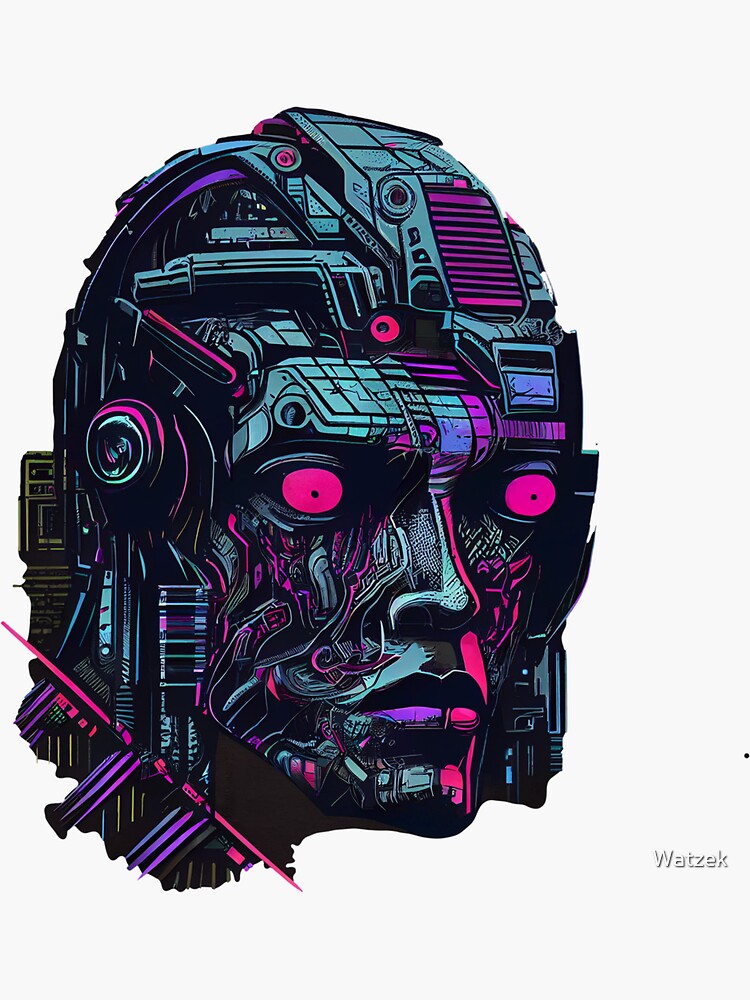 "Cyber head" Sticker for Sale by Watzek | Redbubble