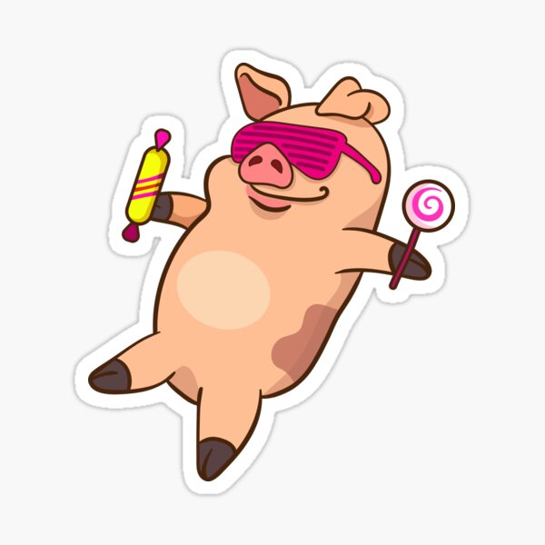 "Pig chilling with sweets" Sticker for Sale by stickychew | Redbubble