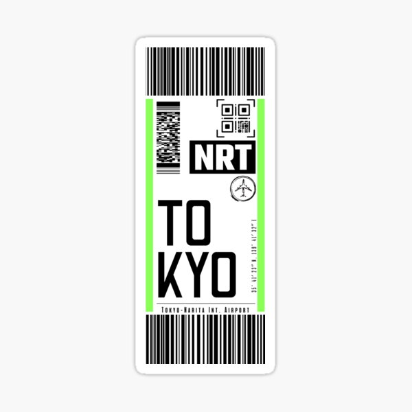 "TOKYO NRT Narita classic luggage tag flight sticker" Sticker for Sale ...