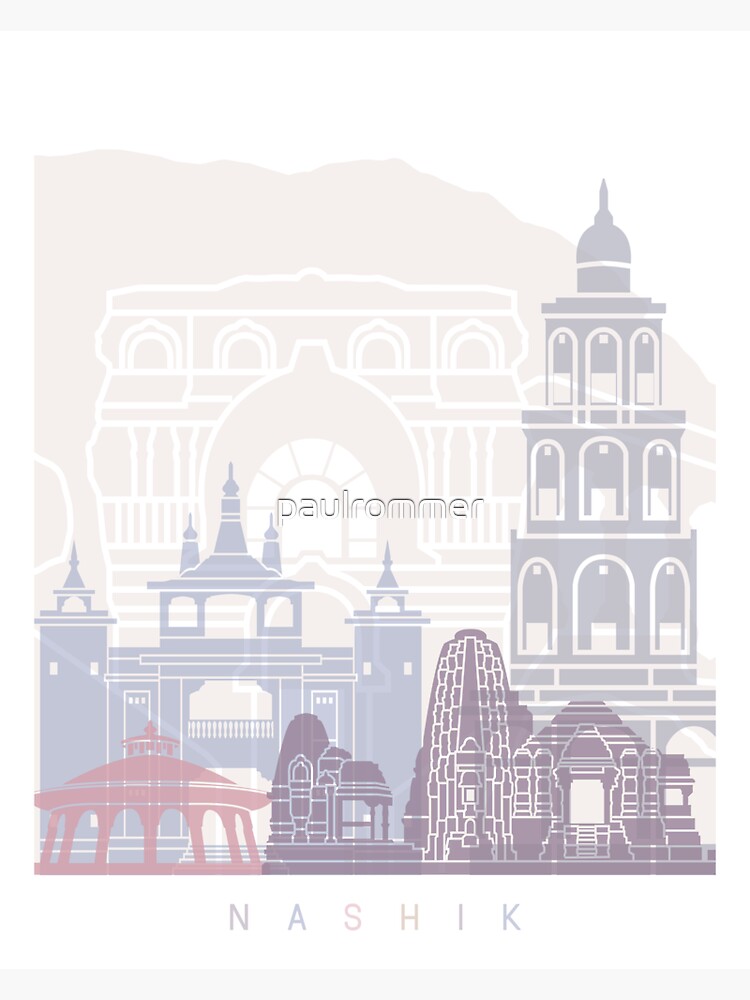 "NASHIK SKYLINE POSTER PASTEL" Sticker by paulrommer | Redbubble