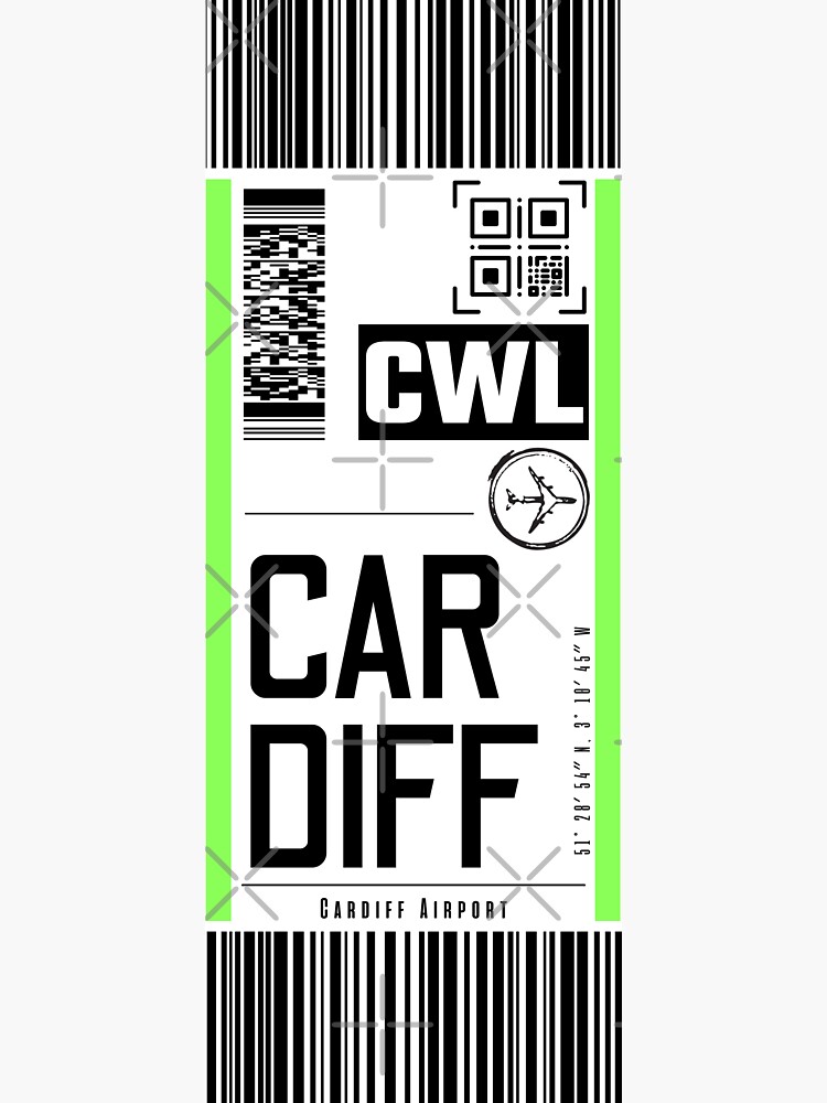 "CARDIFF CWL Wales classic luggage tag flight stickers" Sticker for ...