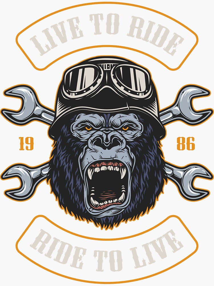 "Biker Gangster Monkey" Sticker for Sale by MachdiX | Redbubble