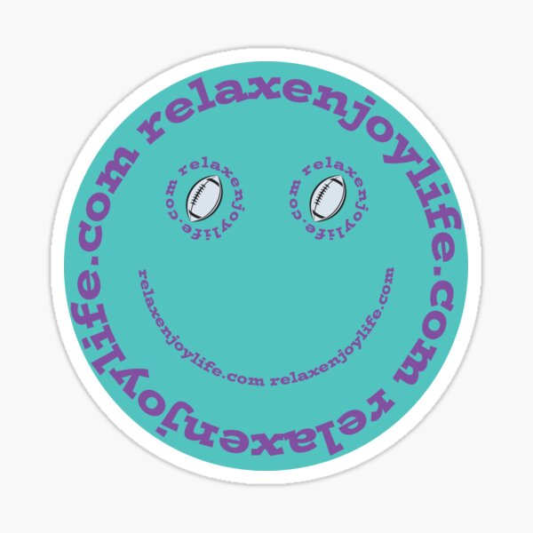 "RelaxEnjoyLife.com Smile Turquoise Face with Purple Text 6060 Football ...