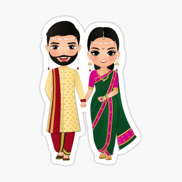 "Indian Couple In Traditional Clothes" Sticker for Sale by ...
