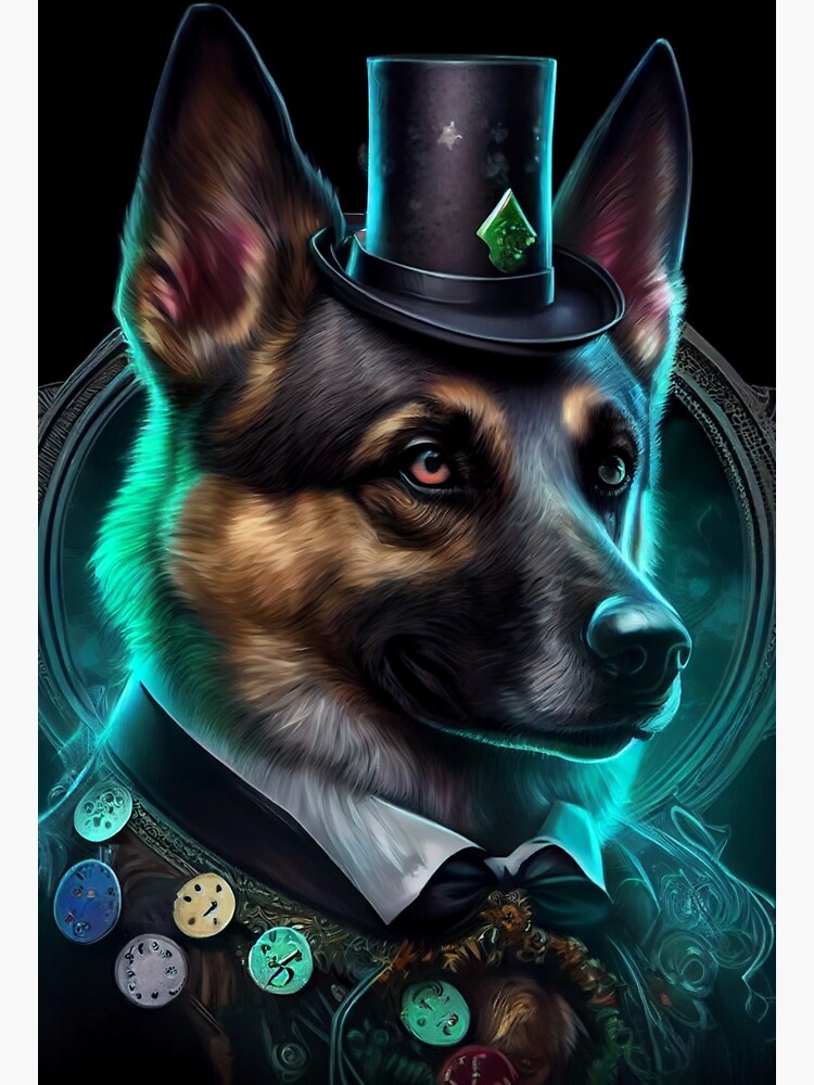 "Fantasy German Shepherd Dog AI Art" Sticker for Sale by Wizard-Mail ...