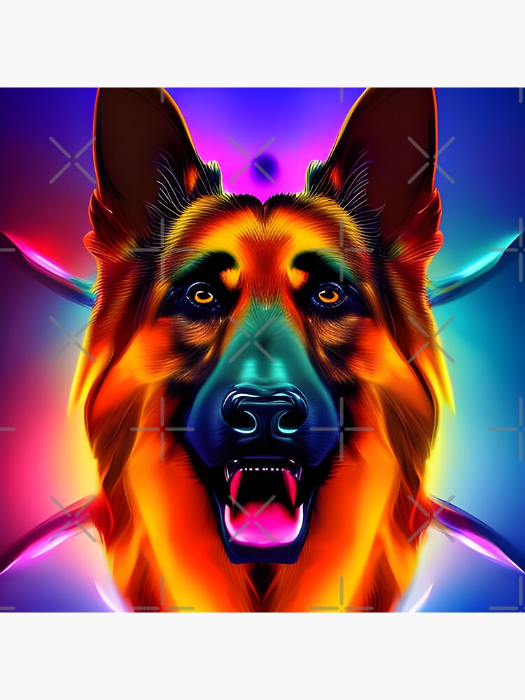"German shepherd in vibrant neon colors" Sticker for Sale by Dalive ...