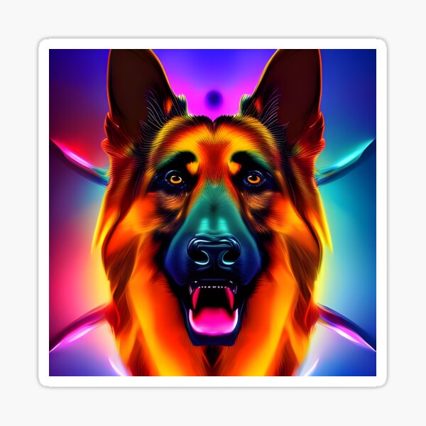 "German shepherd in vibrant neon colors" Sticker for Sale by Dalive ...