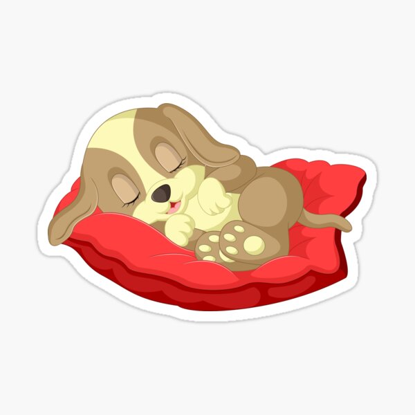 "Cute Dog Cartoon Sleeping" Sticker for Sale by mr-umaiir | Redbubble