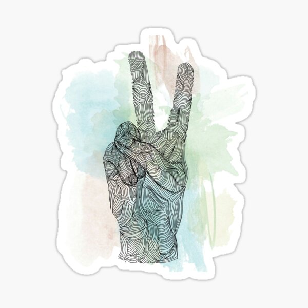 "Hand peace sign" Sticker for Sale by in-the-mountain | Redbubble