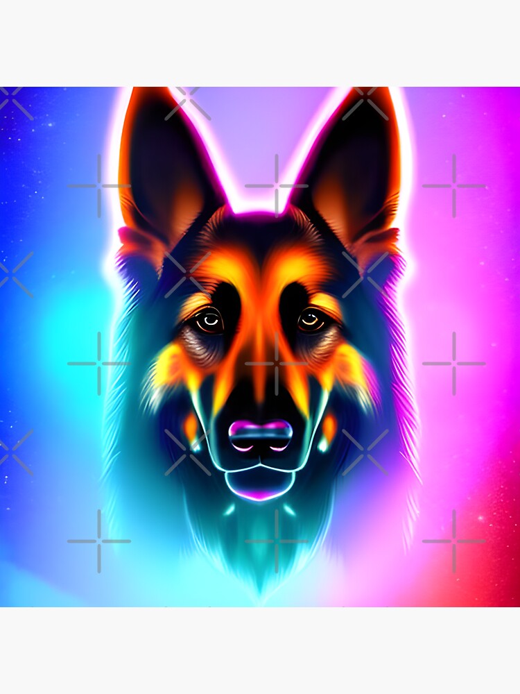 "Cute German Shepherd Dog in vibrant neon colors" Sticker for Sale by ...