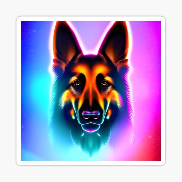 "Cute German Shepherd Dog in vibrant neon colors" Sticker for Sale by ...