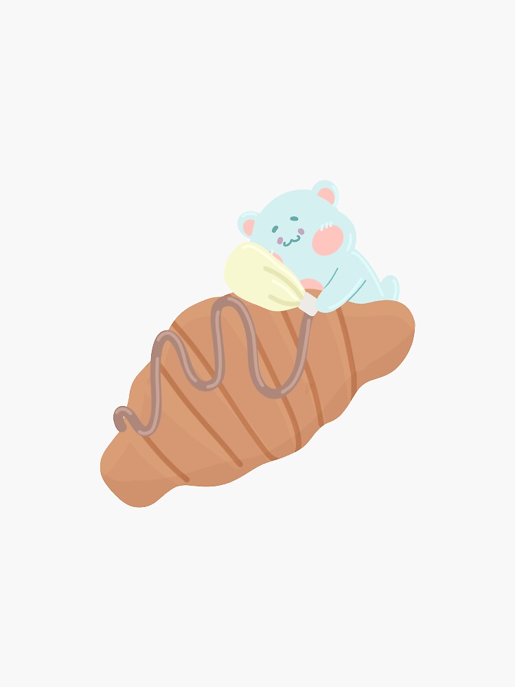 "Cute Cartoon Croissant Illustration Character Bakery Treat - Pastel ...