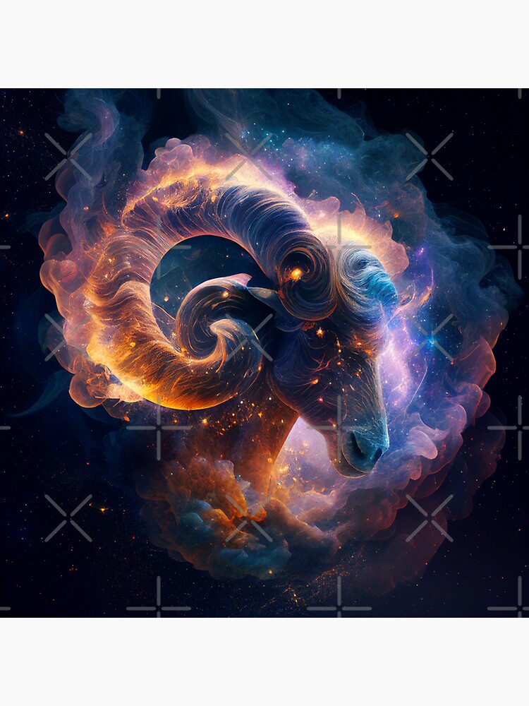 "aries sign, zodiac, sign, cosmos, aries, 3d, aries 3d" Sticker for ...