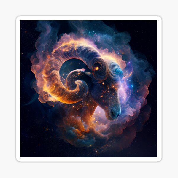 "aries sign, zodiac, sign, cosmos, aries, 3d, aries 3d" Sticker for ...