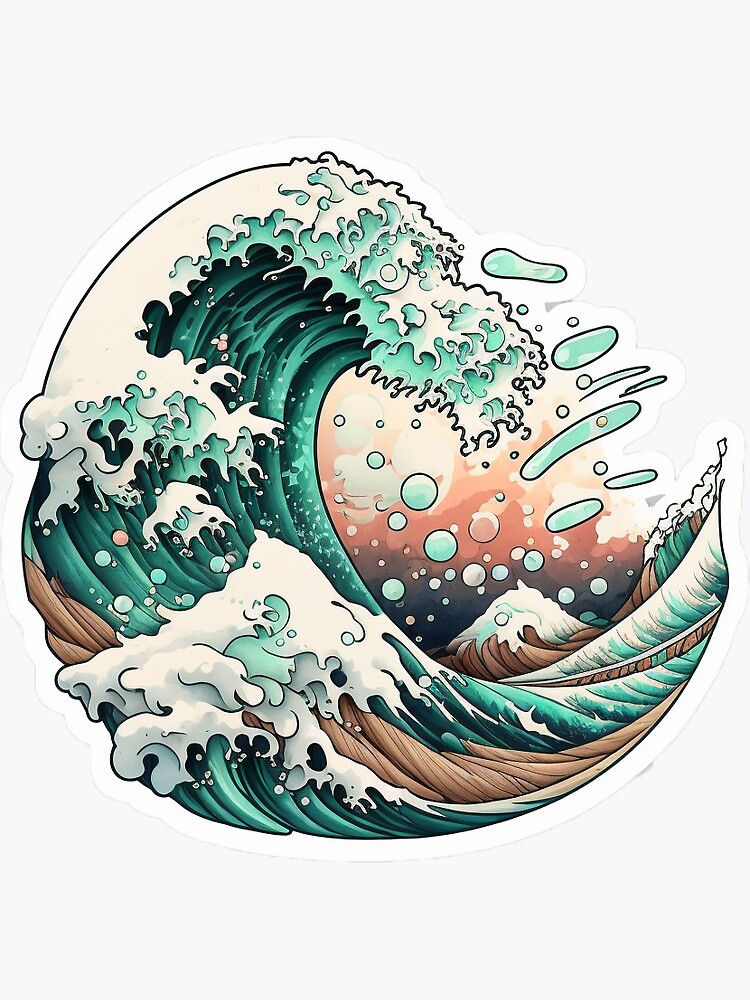 "Anime Wave Sticker" Sticker for Sale by pathsofmeaning | Redbubble