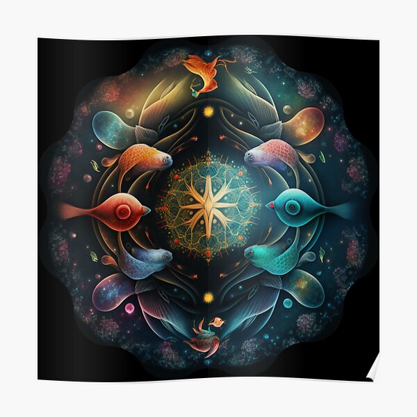 "Pattern of birds animal insects fish flower solar system mysterious ...
