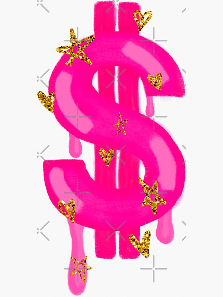 "Pink Preppy Drippy dollar sign " Sticker for Sale by Suusck | Redbubble