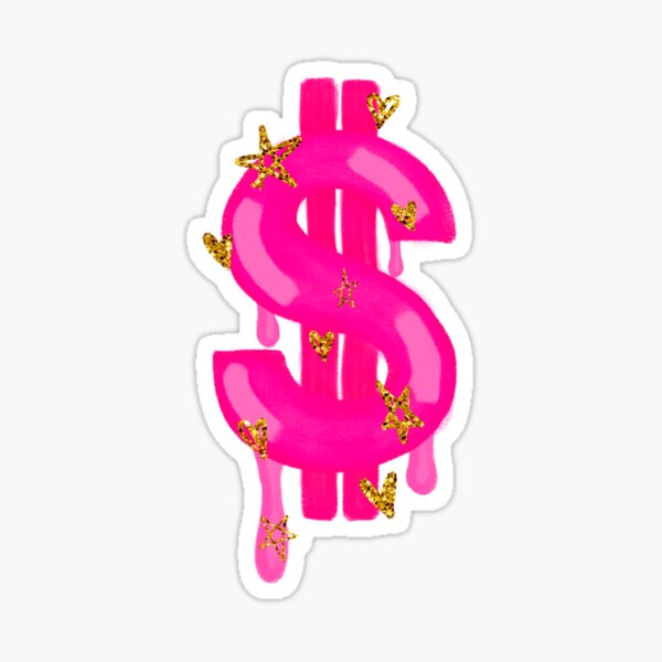 "Pink Preppy Drippy dollar sign " Sticker for Sale by Suusck | Redbubble
