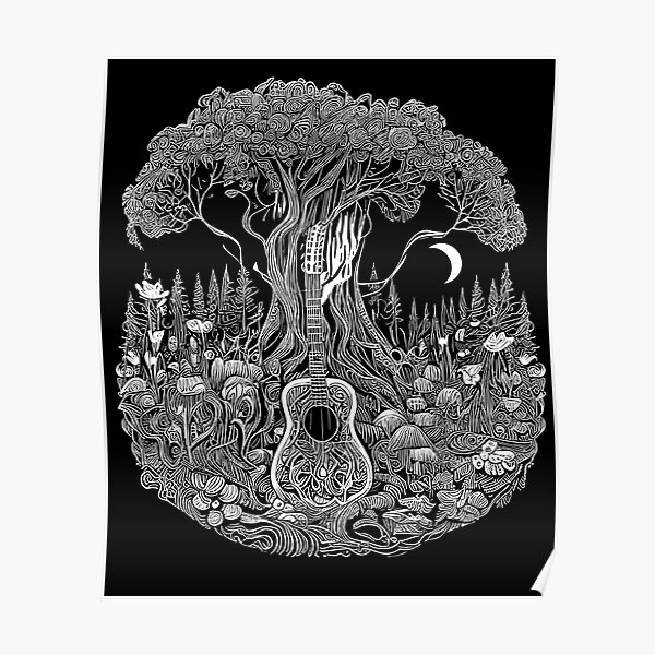 "Cottagecore Acoustic Guitar Tree Nature Garden Lover" Poster for Sale ...