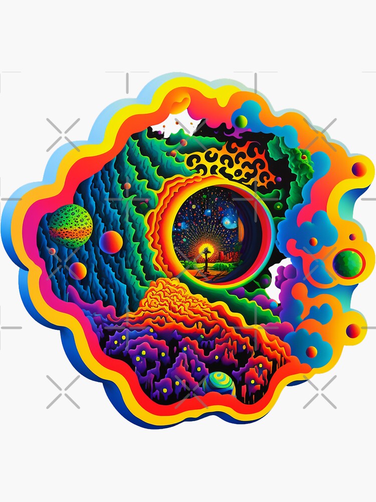 "shamanic vision|trippy world" Sticker for Sale by MindTankArt | Redbubble