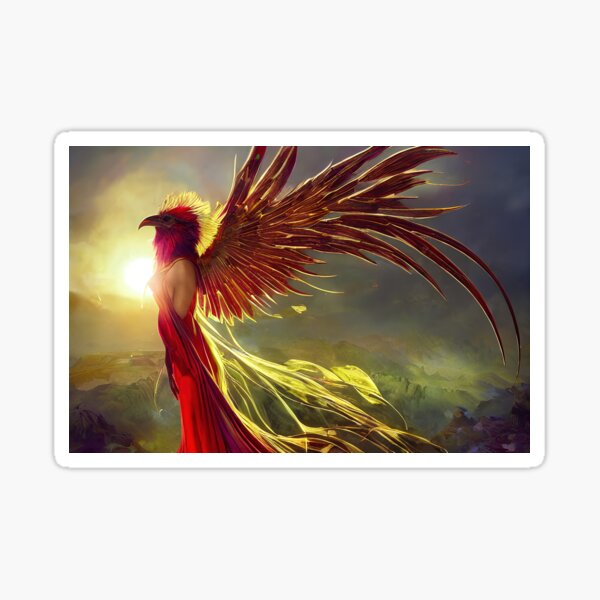 "Solarpunk red phoenix" Sticker for Sale by angelisart | Redbubble