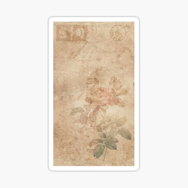 "Vintage paper pink rose " Sticker for Sale by BOSTONDesigngal | Redbubble