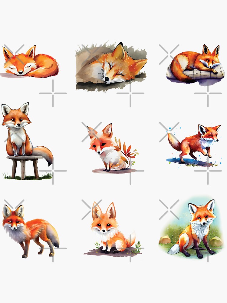 "Foxes sticker pack" Sticker for Sale by Nakikej | Redbubble