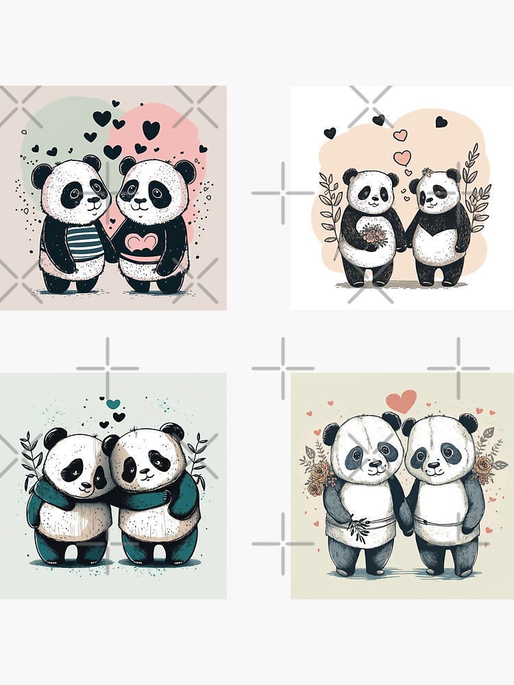 "Pandas In Love" Sticker for Sale by Nakikej | Redbubble