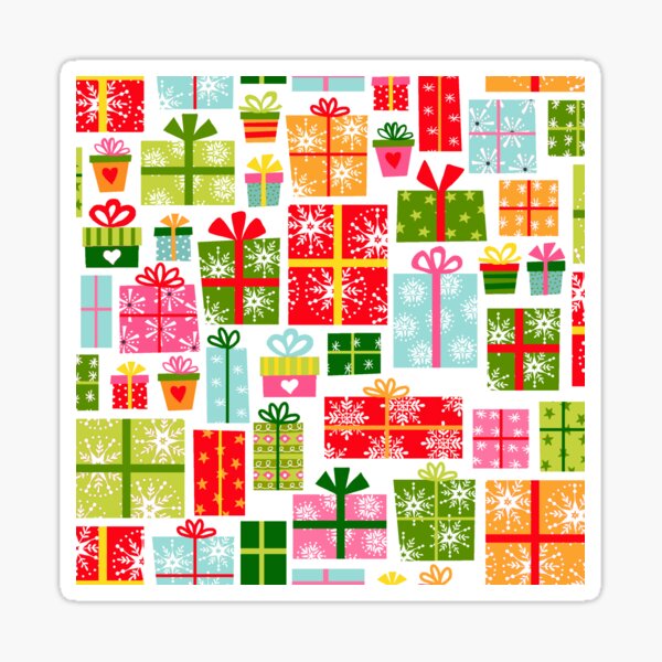 "Multi colour christmas presents" Sticker for Sale by Cheekyleopard ...
