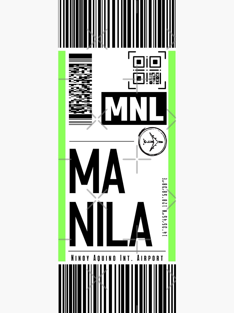 "MANILA MNL classic luggage tag flight sticker" Sticker for Sale by ...