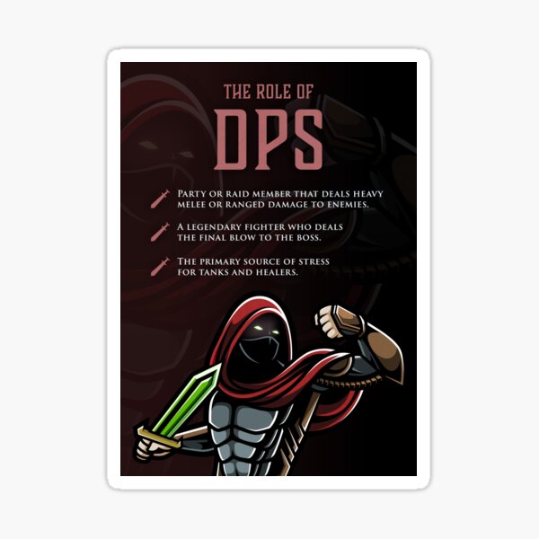 "The Role of DPS Funny Video Game Raid Party Player" Sticker for Sale ...