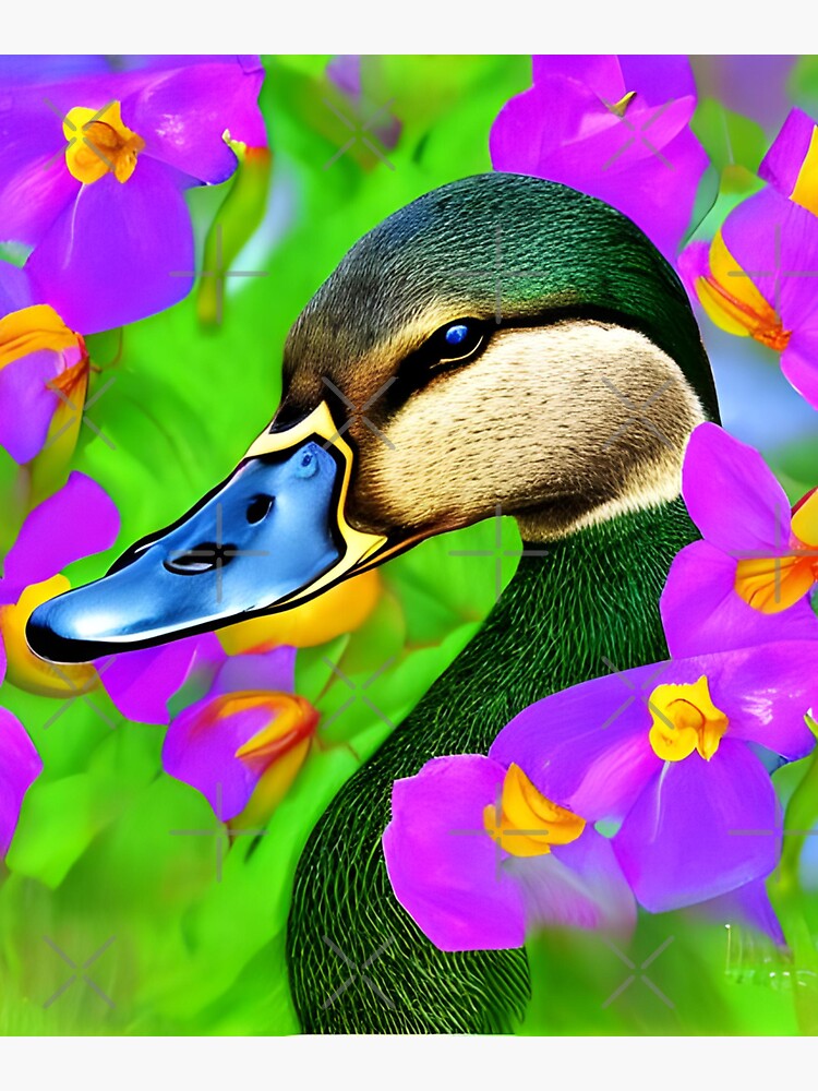 "Mallard Duck Flowers" Sticker for Sale by gramizzia | Redbubble