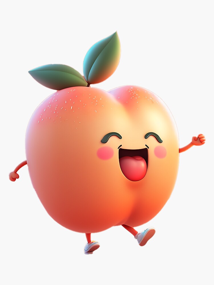 "Happy Peach Themed Character" Sticker for Sale by ByDigitalDream ...