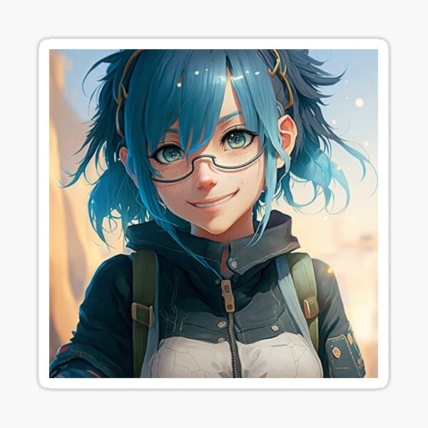 "The cutie with blue hair" Sticker for Sale by pretonopreto | Redbubble
