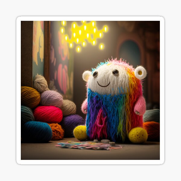 "Sybil the Silly Yarn Monster" Sticker for Sale by FuzzyEmporium ...